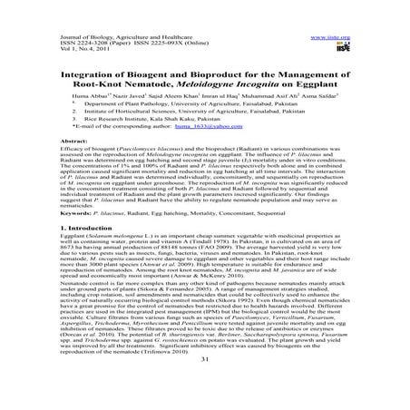 11.[31 36]integration of bioagent and bioproduct for the management of ...