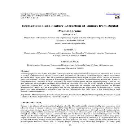 11 [37 46]segmentation And Feature Extraction Of Tumors From Digital Mammograms Pdf