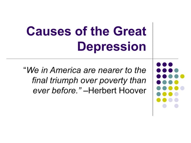 Causes Of Great Depression