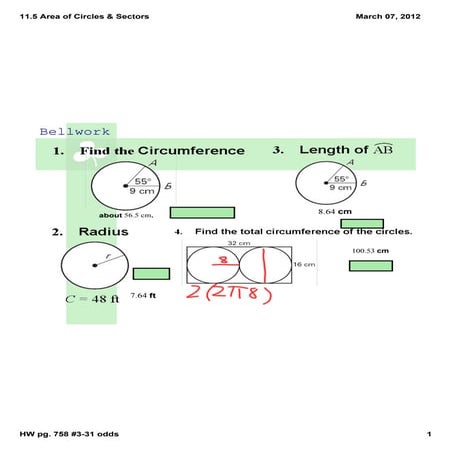 Arc Length and Area of Sectors | PPTX