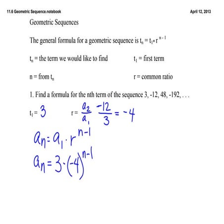 11.6 geometric sequences | PPT