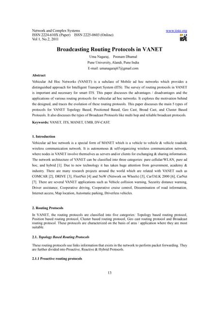 11 Broadcasting Routing Protocols In Vanet Pdf