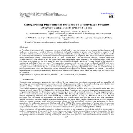 11.categorizing phenomenal features of amylase (bacillus species) using bioinformatic tools ...