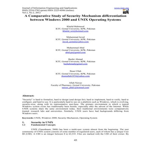 11. comparative study of security mechanism differentiation between windows 2000www.iiste.org ...