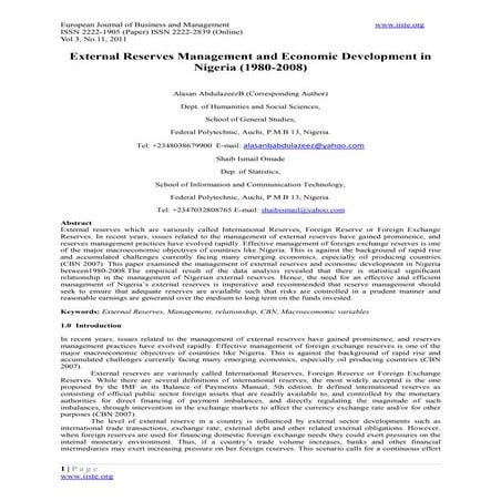 External Reserves and Economic Growth in Nigeria | PDF