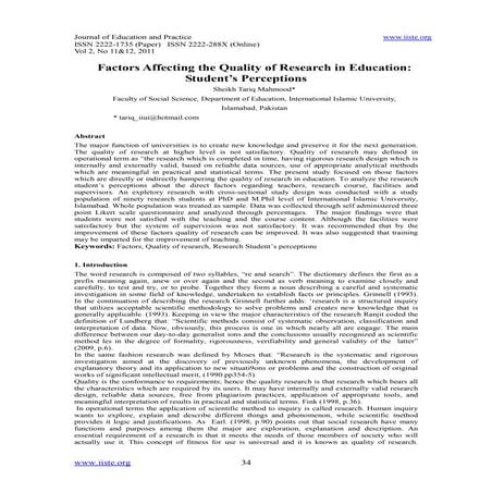 11.factors affecting the quality of research in education | PDF