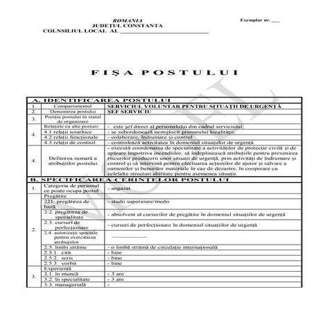 Fisa postului sef serviciu SVSU - model | PDF