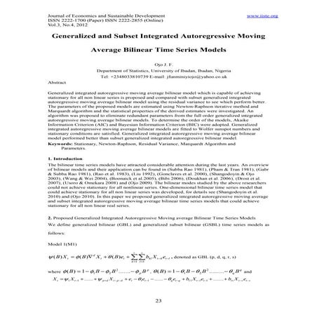 11 Generalized And Subset Integrated Autoregressive Moving Average