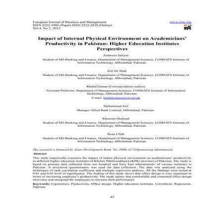 11.impact of internal physical environment on academicians productivity ...