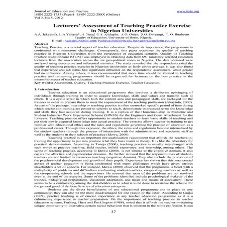11.lecturers assessment of teaching practice exercise in nigerian ...