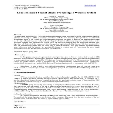 11location Based Spatial Query Processing In Wireless System Pdf