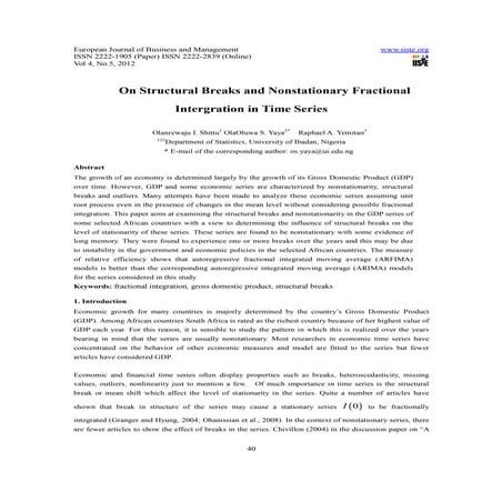 11.on structural breaks and nonstationary fractional intergration in time series | PDF | Africa ...