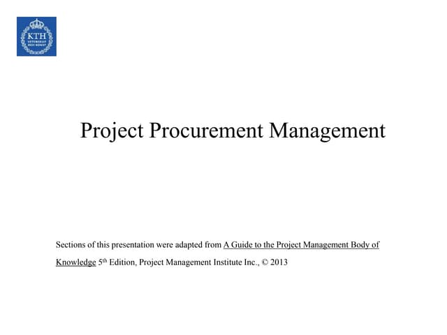 Lecture 1 Introduction to Procurement and contract Management ...
