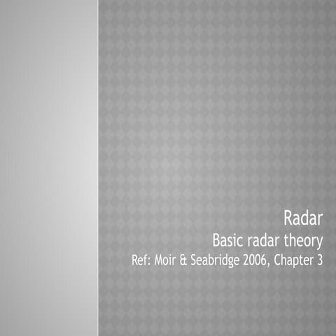 11-Radar-Fundamentals-Principles of radar Radar antenna Radar modes ...
