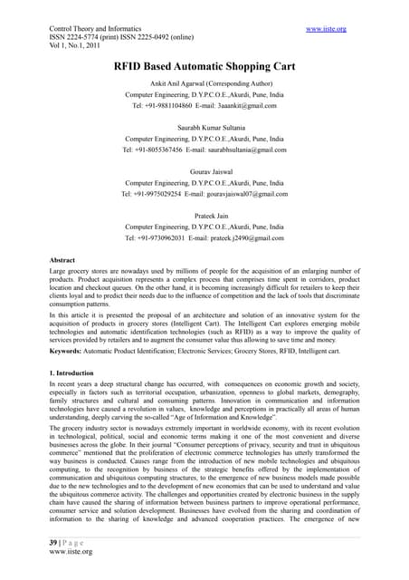 Smart shopping trolley using rfid Leaflet | DOC | Grocery Shopping ...