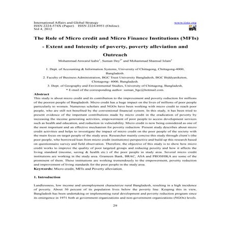 11.the role of micro credit and micro finance institutions (mf is) | PDF