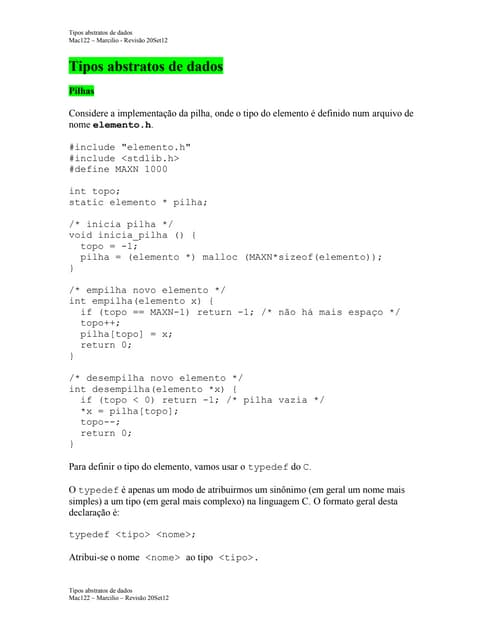 11 tipos abstratos de dados | PDF 11 tipos abstratos de dados | PDF