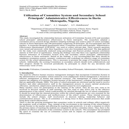 11.utilization of committee system and secondary school principals | PDF