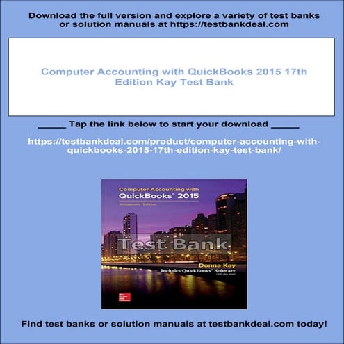 Computer Accounting with QuickBooks 2015 17th Edition Kay Test Bank | PDF
