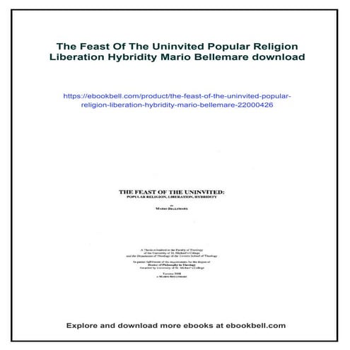 The Feast Of The Uninvited Popular Religion Liberation Hybridity Mario ...