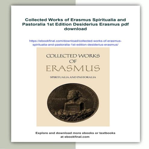Collected Works of Erasmus Spiritualia and Pastoralia 1st Edition Desiderius Erasmus | PDF
