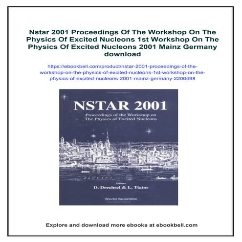 Nstar 2001 Proceedings Of The Workshop On The Physics Of Excited ...