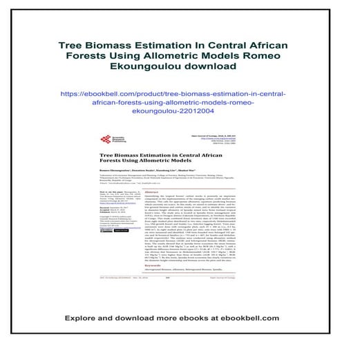 Tree Biomass Estimation In Central African Forests Using Allometric Models Romeo Ekoungoulou | PDF