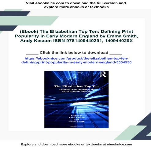(Ebook) The Elizabethan Top Ten: Defining Print Popularity in Early ...