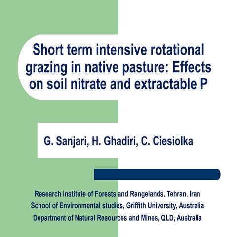 Short term intensive rotational grazing in native pasture: effects on ...