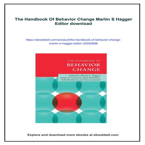 The Handbook Of Behavior Change Martin S Hagger Editor | PDF