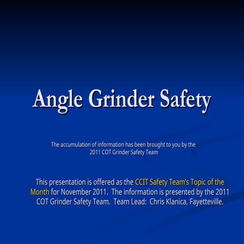 Angle Grinder safety presentation/training | PPT