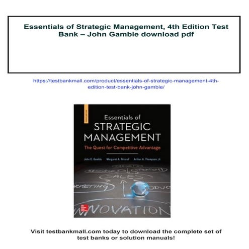 Essentials of Strategic Management, 4th Edition Test Bank – John Gamble ...