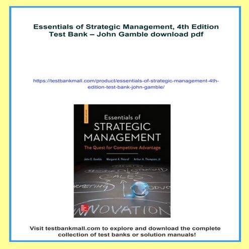 Essentials of Strategic Management, 4th Edition Test Bank – John Gamble ...