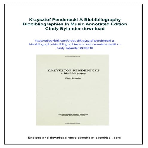 Krzysztof Penderecki A Biobibliography Biobibliographies In Music ...
