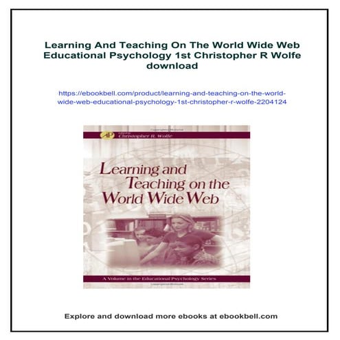 Learning And Teaching On The World Wide Web Educational Psychology 1st ...