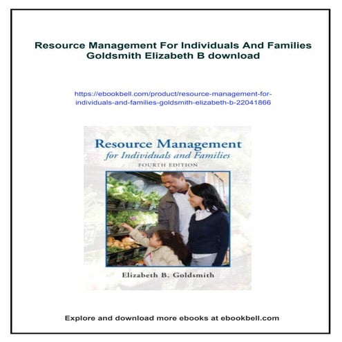 Resource Management For Individuals And Families Goldsmith Elizabeth B ...