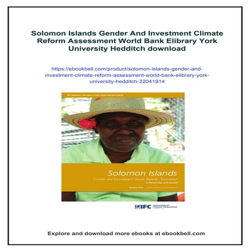 Solomon Islands Gender And Investment Climate Reform Assessment World ...