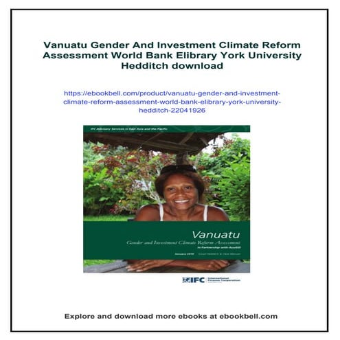 Vanuatu Gender And Investment Climate Reform Assessment World Bank ...