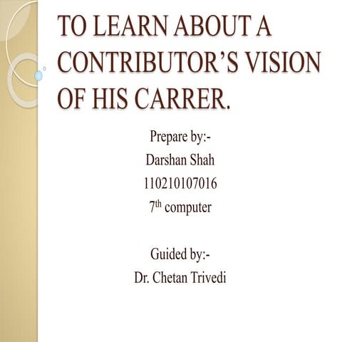 CAREER VISION OF CONTRIBUTOR | PPT