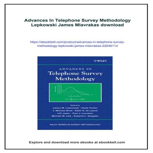 Advances In Telephone Survey Methodology Lepkowski James Mlavrakas | PDF