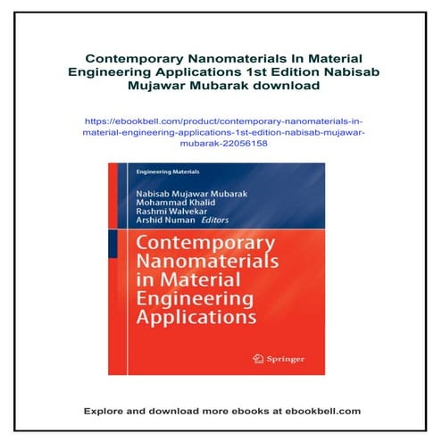 Contemporary Nanomaterials In Material Engineering Applications 1st Edition Nabisab Mujawar ...
