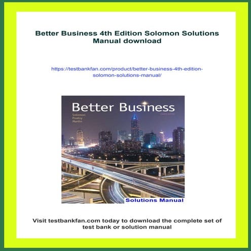 Better Business 4th Edition Solomon Solutions Manual | PDF