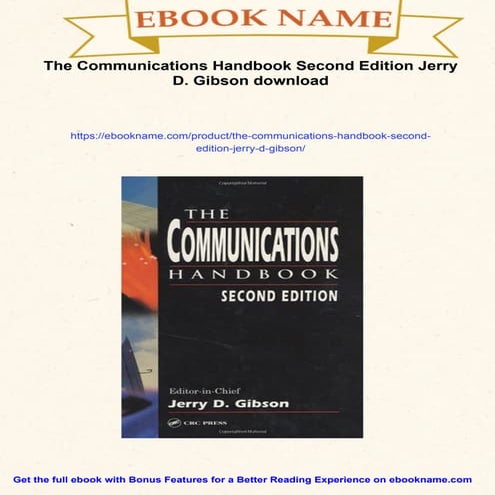 The Communications Handbook Second Edition Jerry D. Gibson | PDF