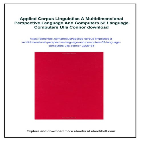 Applied Corpus Linguistics A Multidimensional Perspective Language And Computers 52 Language ...