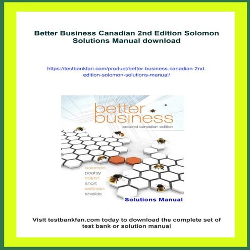 Better Business Canadian 2nd Edition Solomon Solutions Manual | PDF