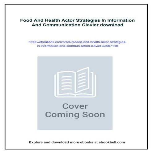 Food And Health Actor Strategies In Information And Communication ...