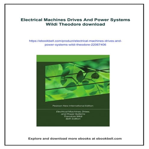 Electrical Machines Drives And Power Systems Wildi Theodore | PDF