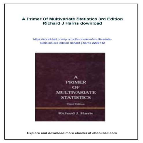 A Primer Of Multivariate Statistics 3rd Edition Richard J Harris | PDF