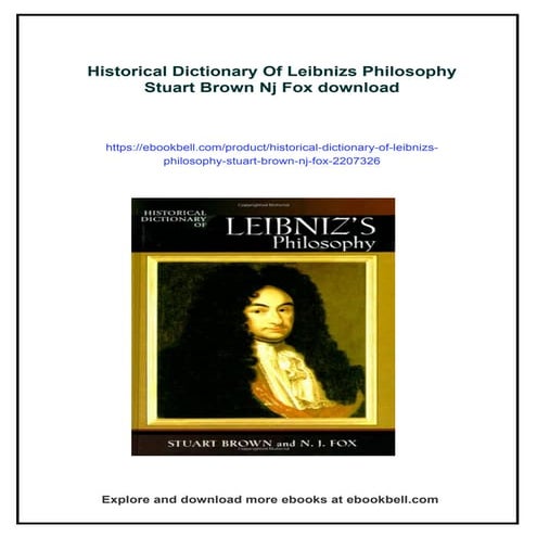 Historical Dictionary Of Leibnizs Philosophy Stuart Brown Nj Fox | PDF