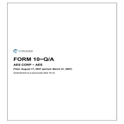 AES_2Q_2007_Form10Q | PDF